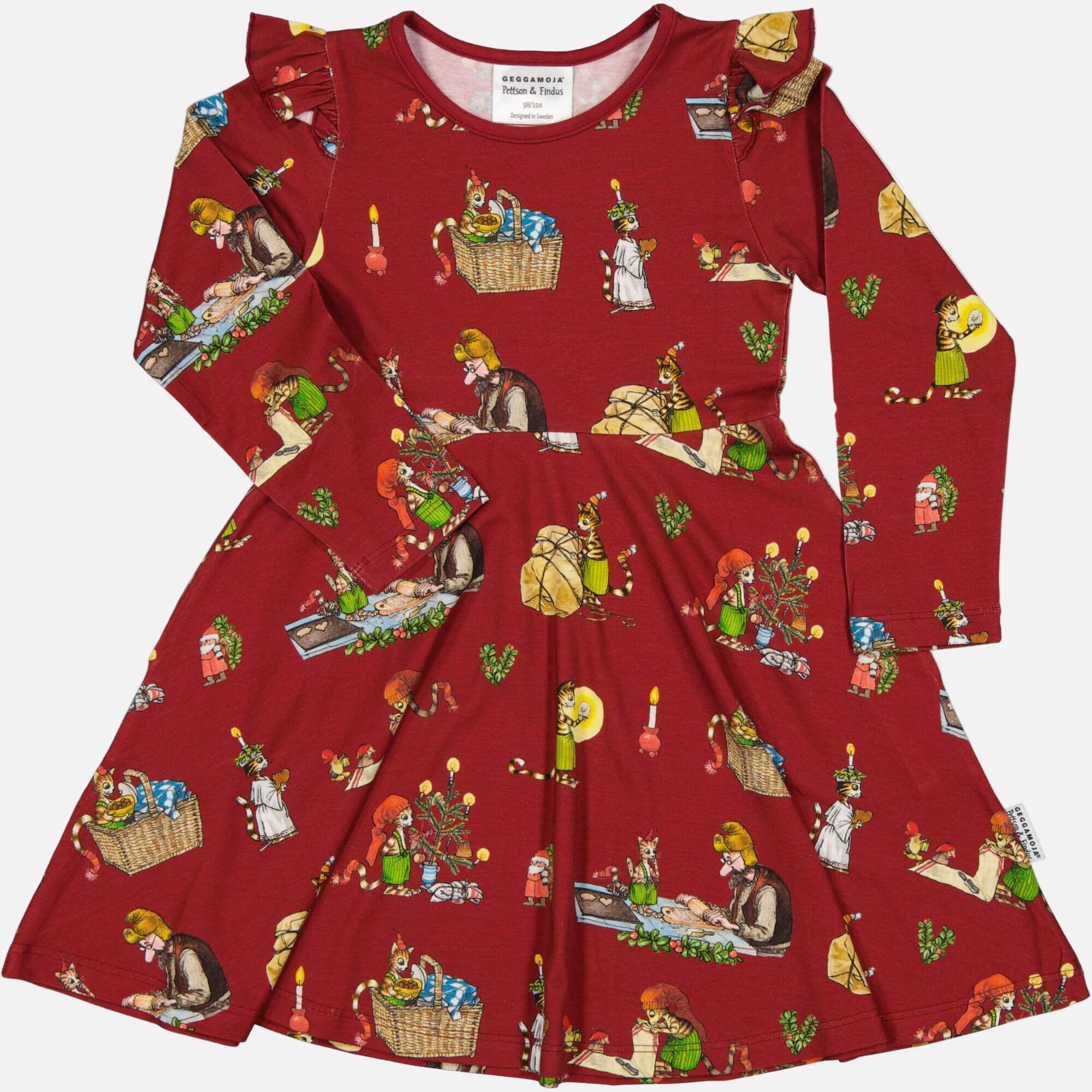Rochie din bambus si bumbac organic, Pettson si Findus/Rosu