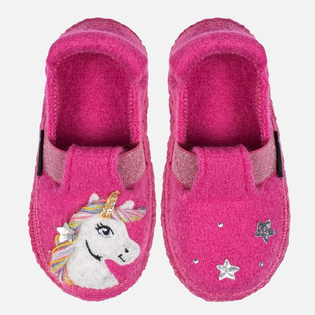 Incaltaminte de interior pentru copii din lana fiarta, Unicorn