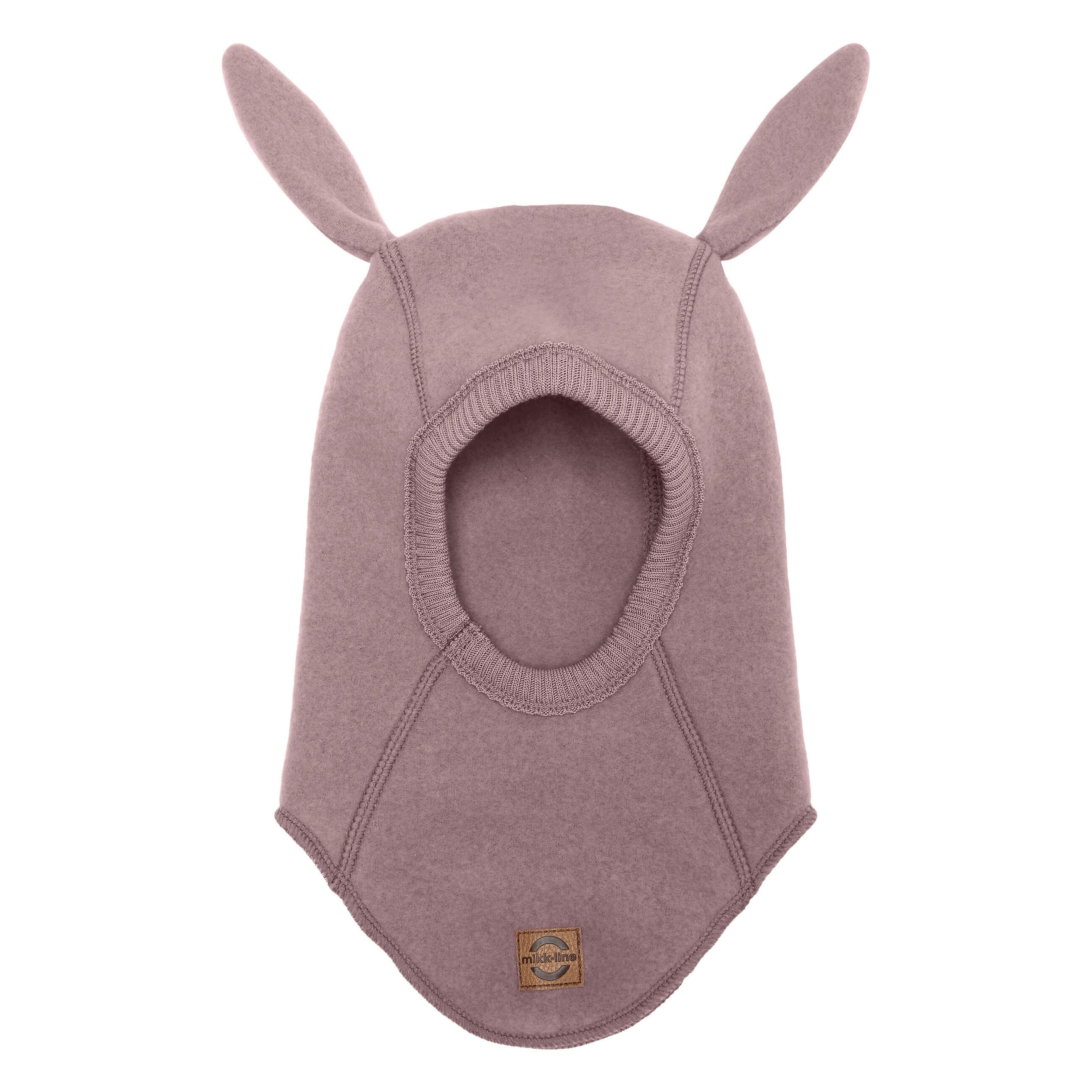 Cagula cu urechi iepuras Mikk-Line din lana fleece organica, Mov desch