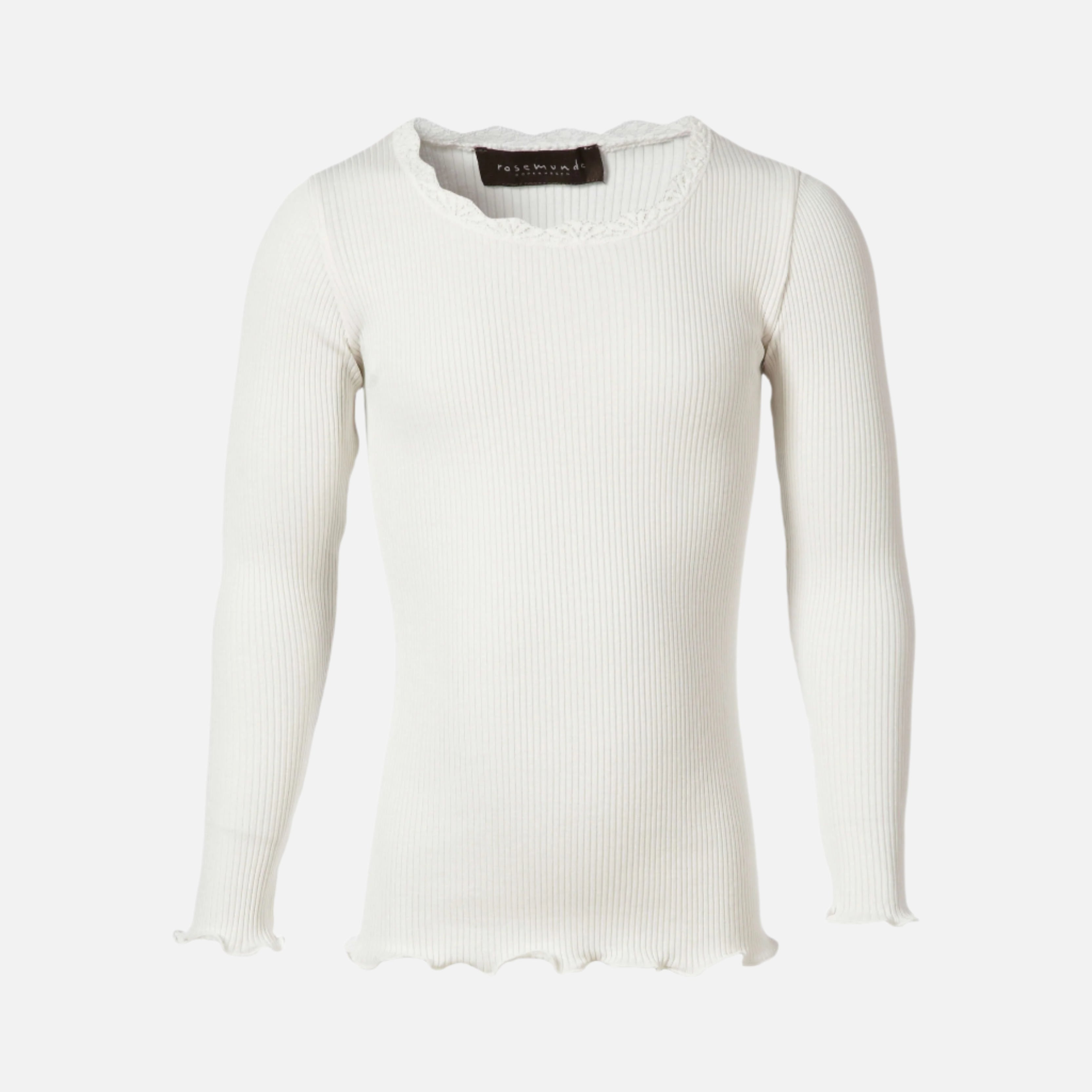 Bluza fete Rosemunde cu dantela din matase și bumbac organic, New Whit