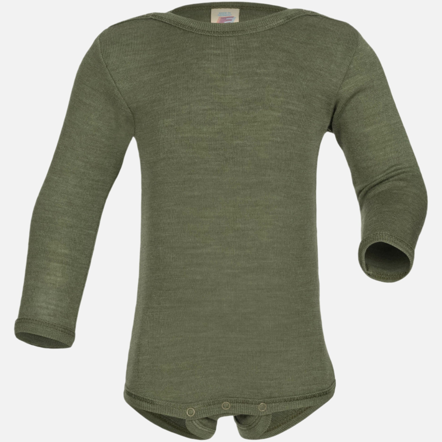 Body Engel pentru bebelusi din lana merinos organica si matase, Olive