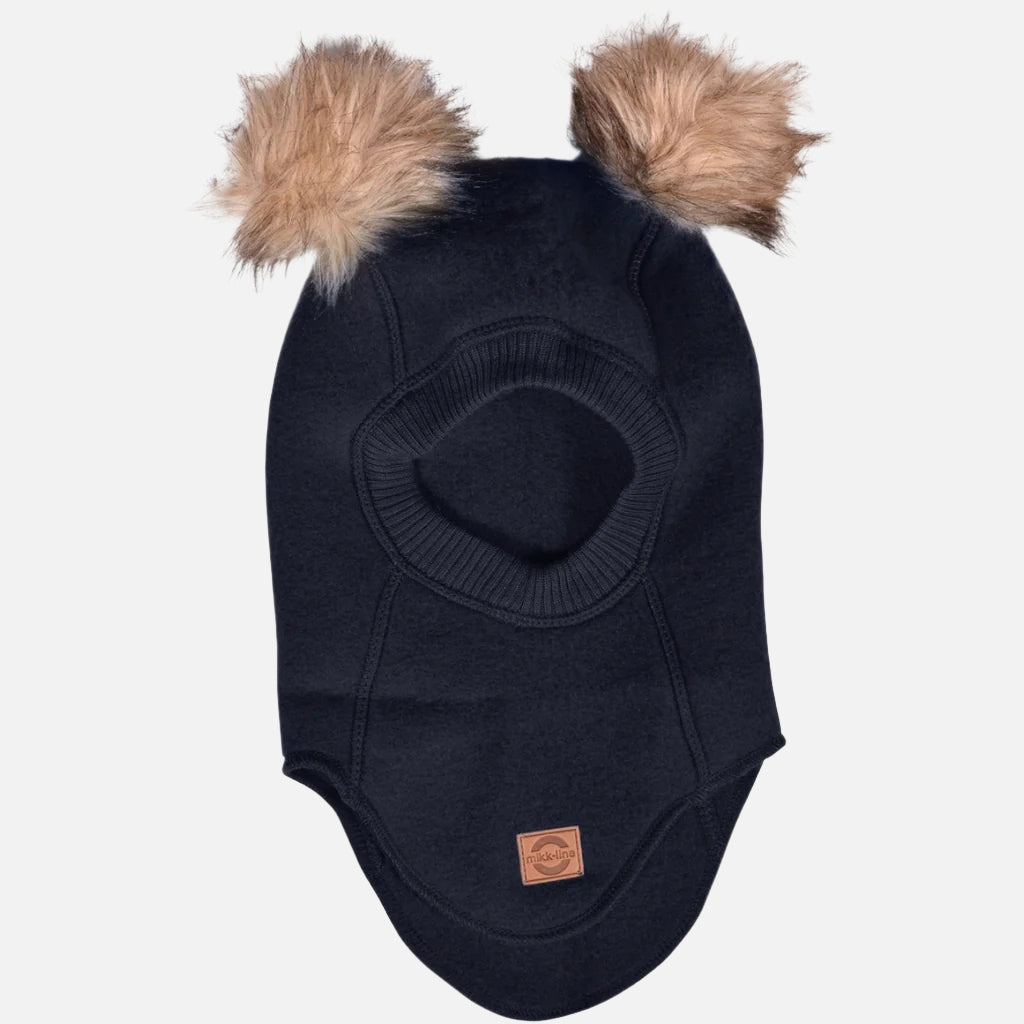 Cagula cu ciucuri Mikk-Line din lana fleece organica, Bleumarin